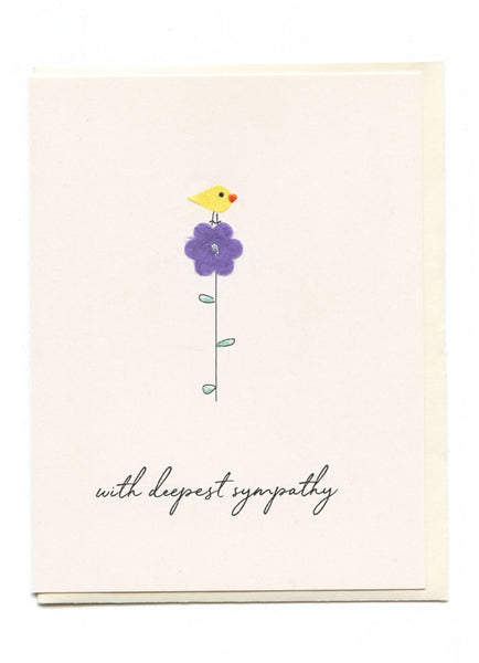 "With Deepest Sympathy" Bird on Flower – Flaunt Cards