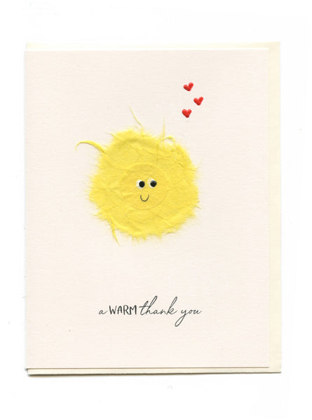 "A WARM Thank You" Sun with Hearts – Flaunt Cards