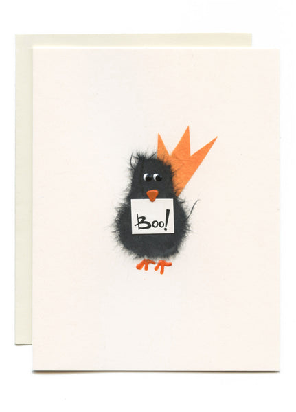 "BOO" Bird w BOO Sign – Flaunt Cards