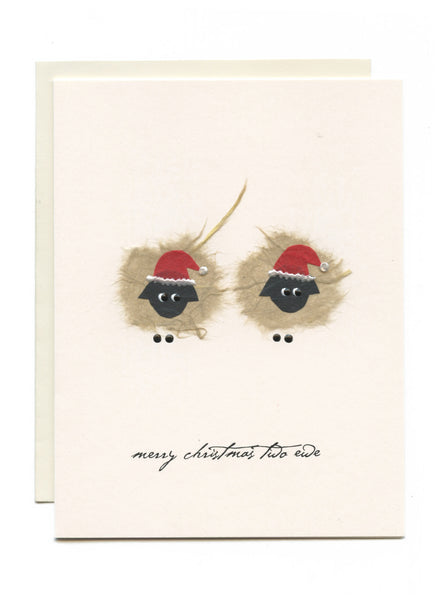 "Merry Christmas Two Ewe" Two Ewes w Santa Hats – Flaunt Cards